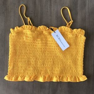 BCBGeneration | Tops | New Bcbgeneration Yellow Smocked Crop Top | Poshmark